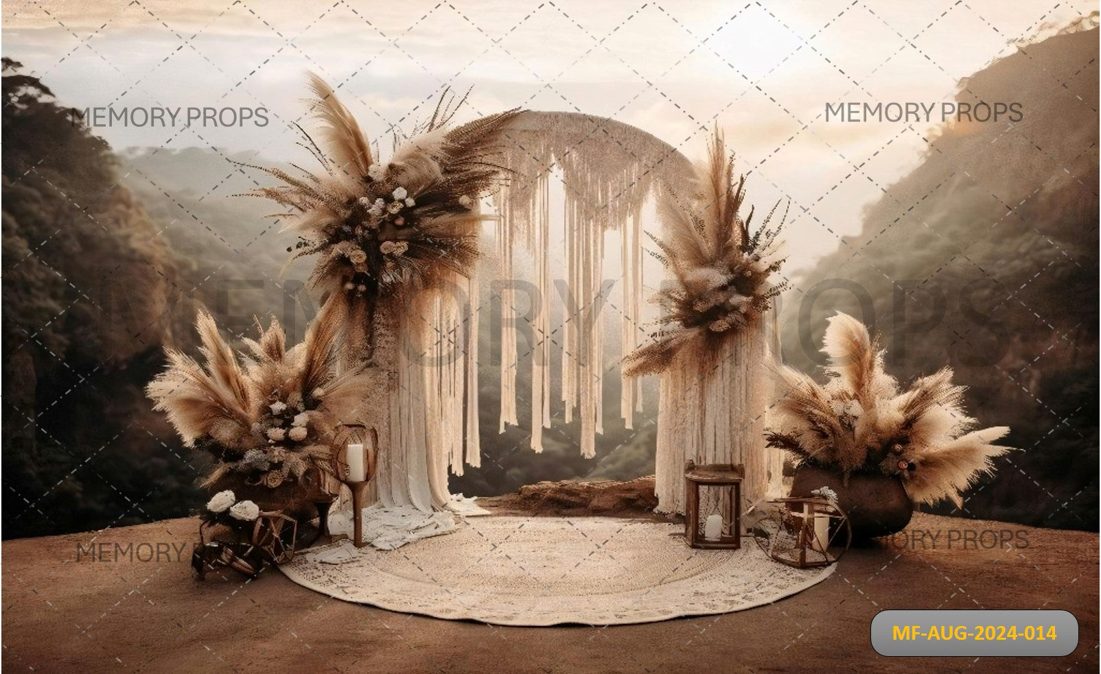 Feather Arch in Boho Printed Backdrop