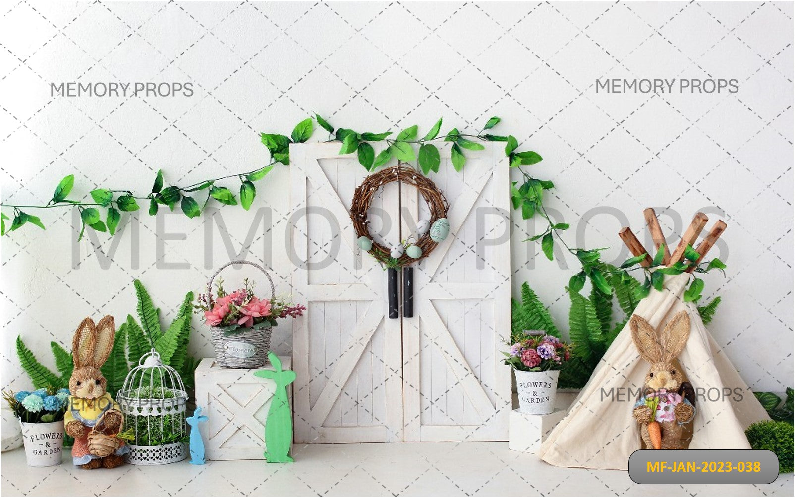 Rabbit house printed backdrop – MEMORY P-DROPS