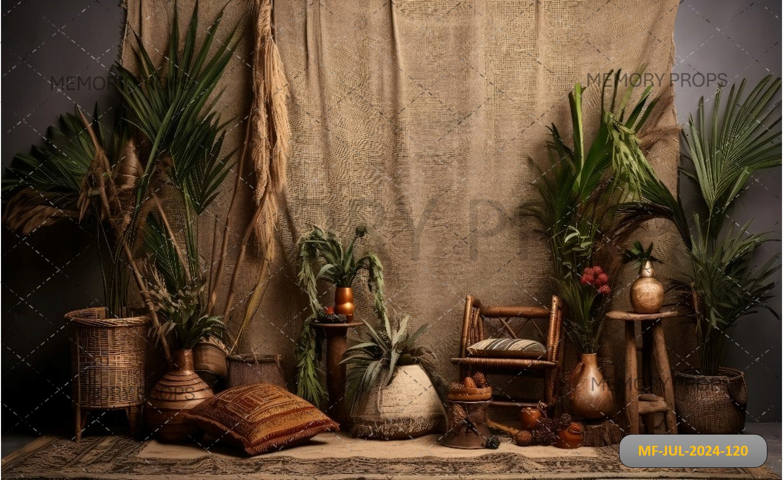 Boho Vibrant Tropical Theme Printed Backdrop